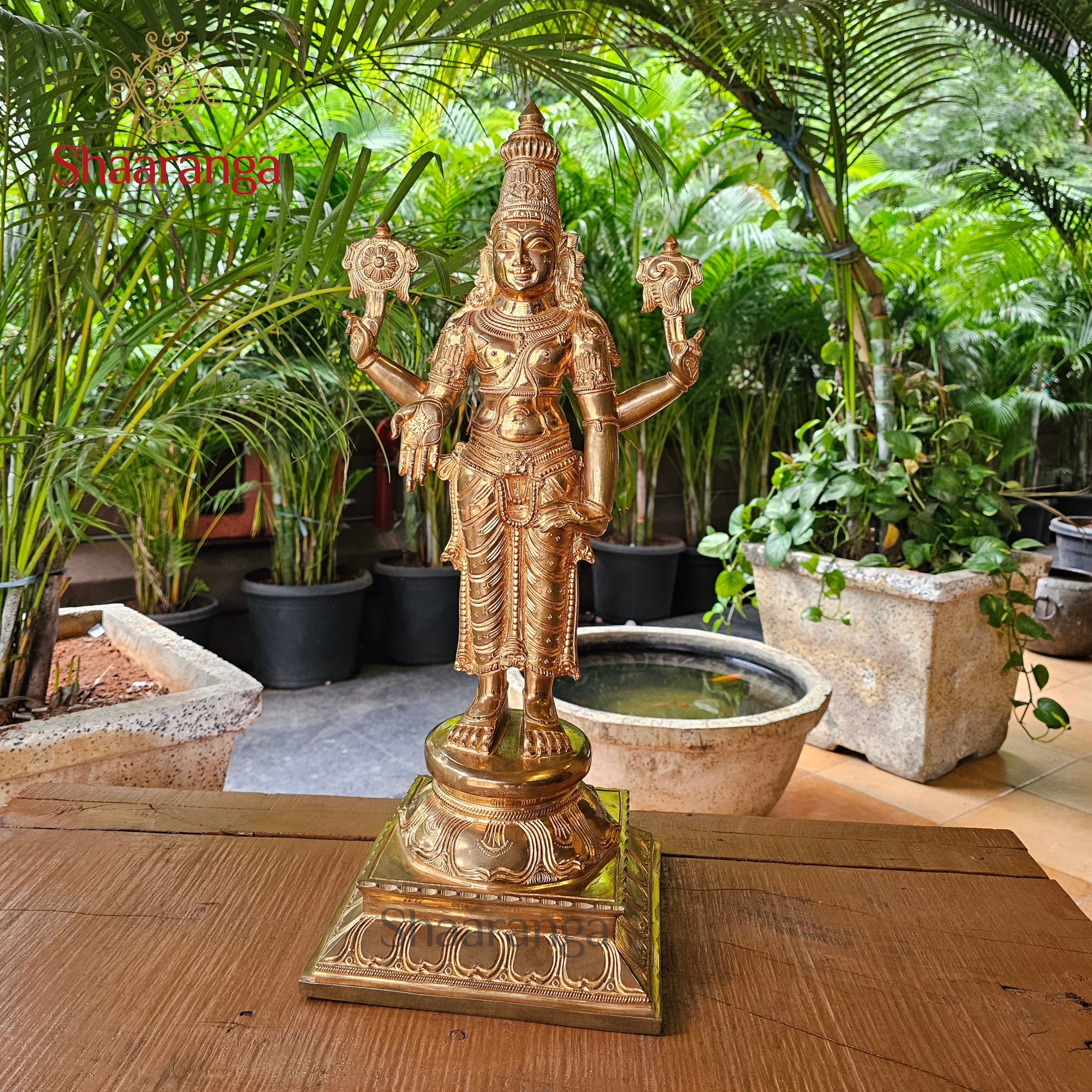 24 Inches Sri Maha Vishnu Deva in Classical Bronze | Shaaranga